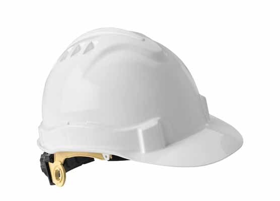 Cap Style Hard Hat, Ratchet Adjustment, Unvented, White