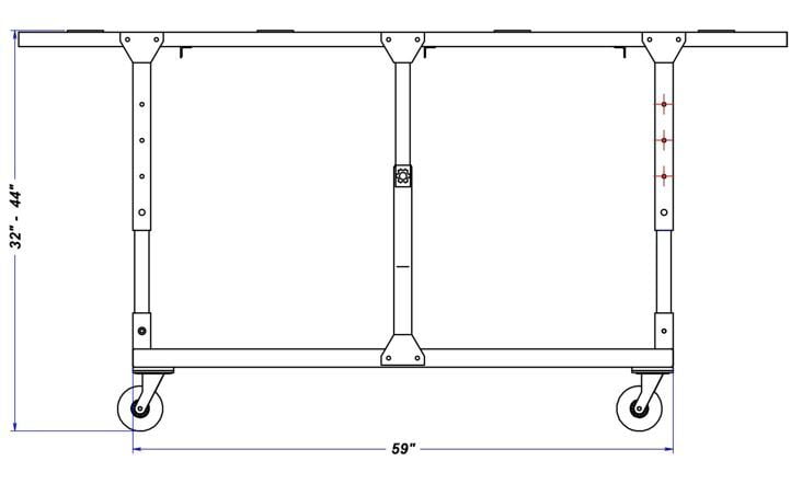 Weha 27" Adjustable Height Galvanished Work Table with 4 Levels/Stabilizers
